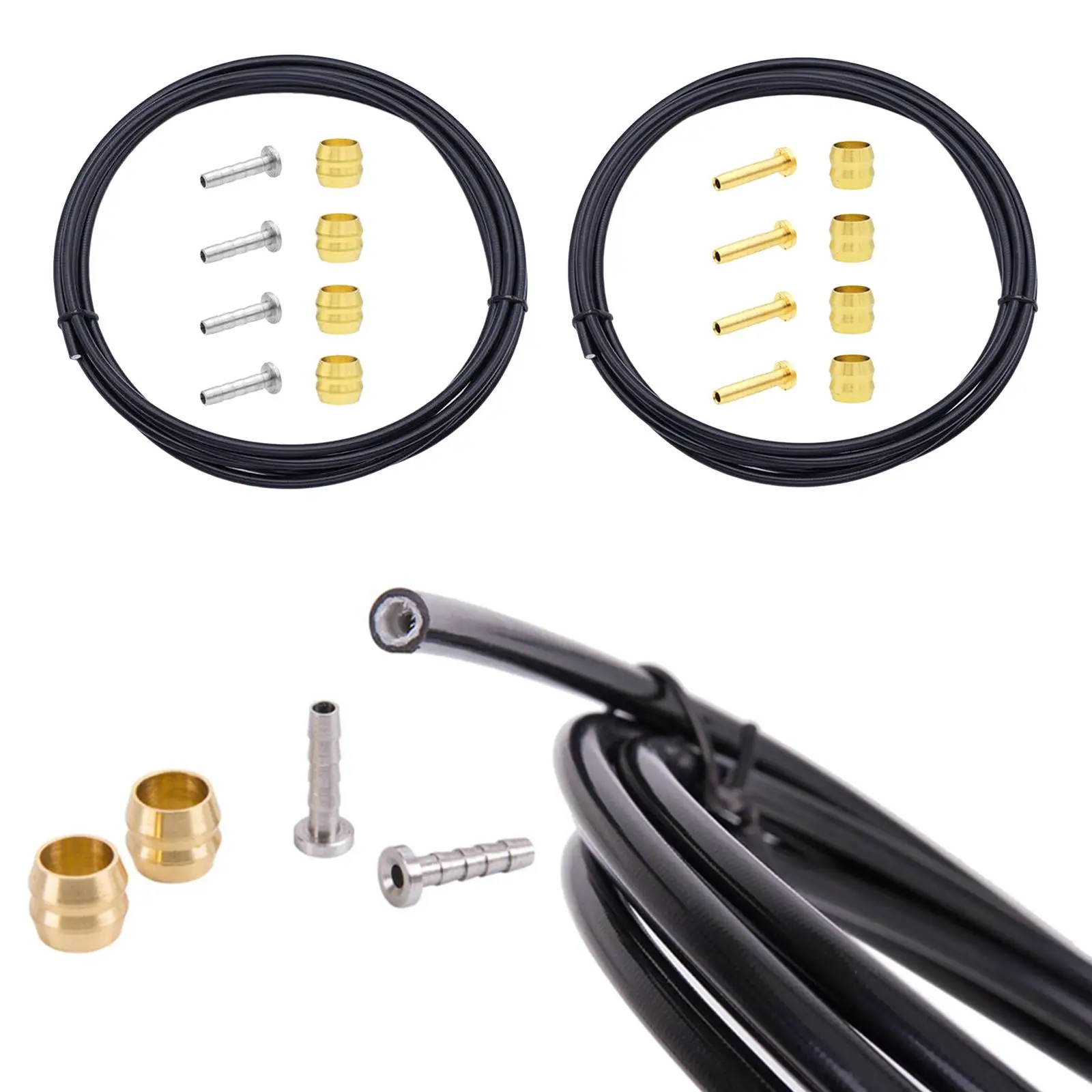 2-5M-Durable-Hydraulic-Disc-Brake-Hose-Kit-Oil-Tube-Pipe-w-Brass-Olives ...
