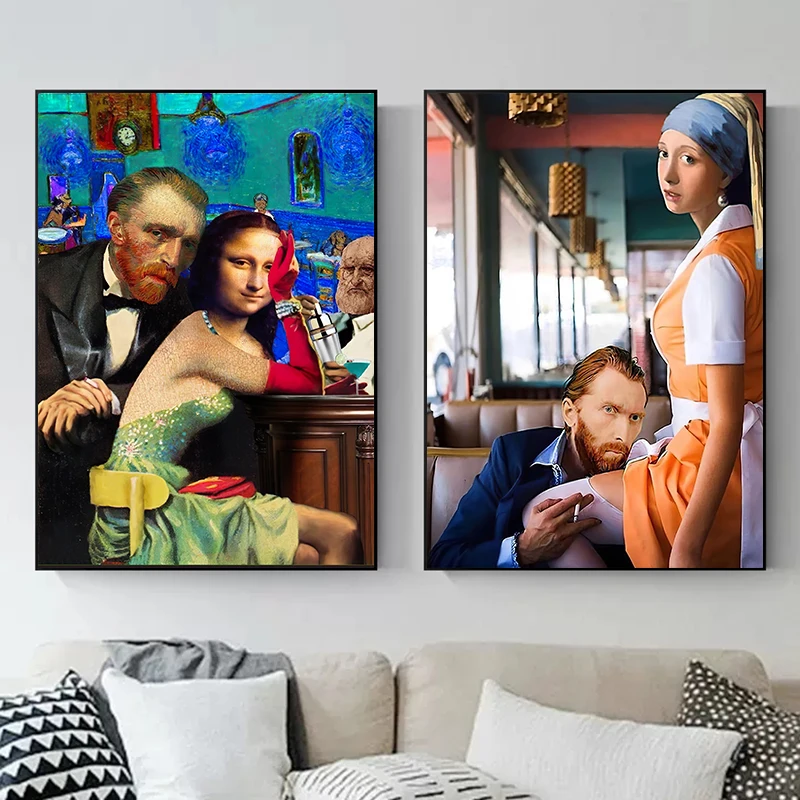 Funny-Van-Gogh-Mona-Lisa-Famous-Portrait-Poster-Canvas-Painting-Girl ...