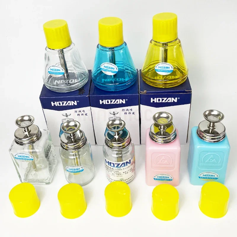 Botella solvente de Alcohol de vidrio tipo prensa antiestática HOZAN ...