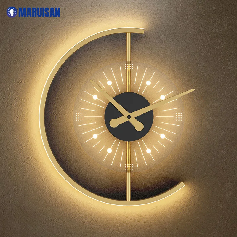 Modern-LED-Clock-Wall-Lamps-For-Bedside-Corridor-Aisle-Hotel-Living ...