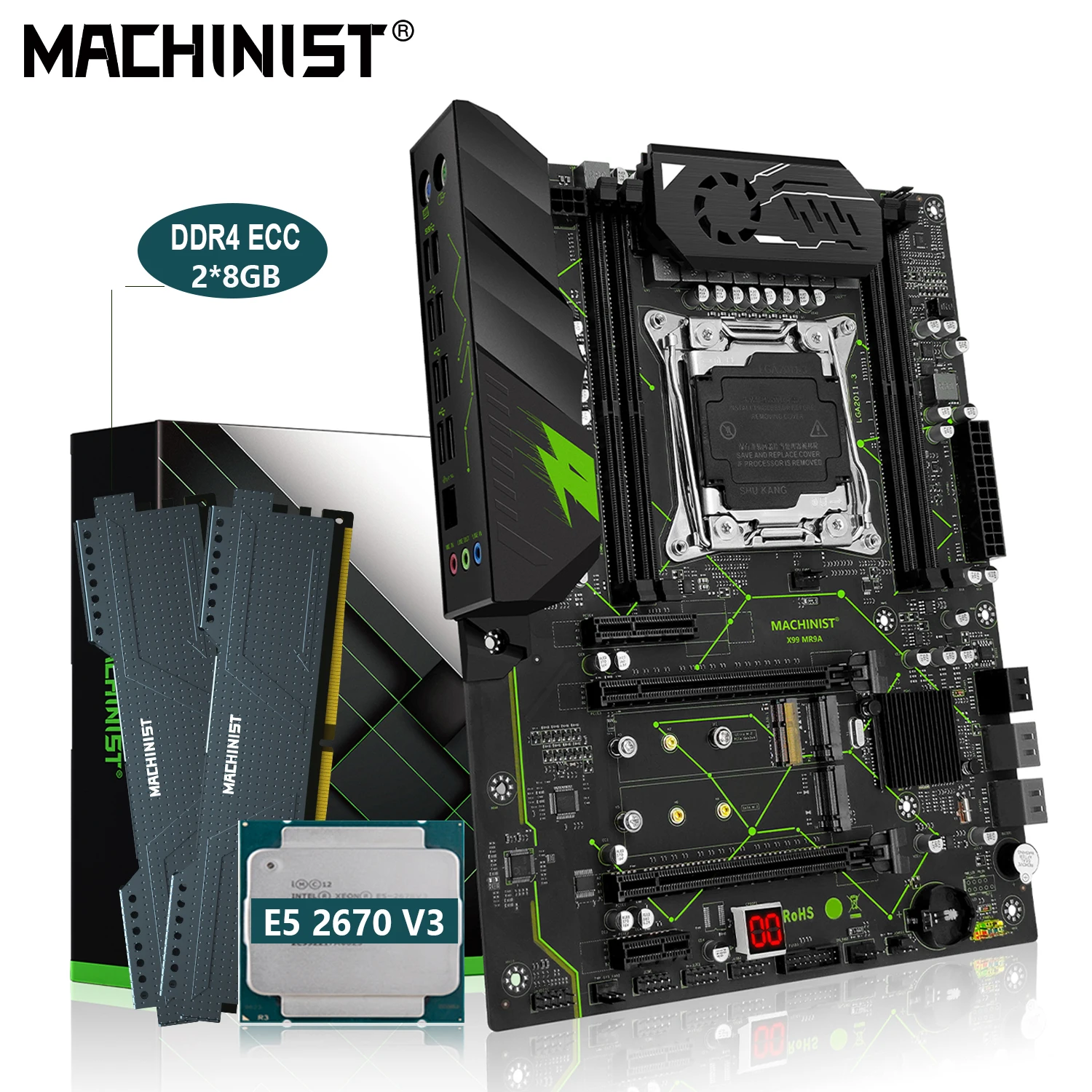 Kit de placa base MACHINIST X99 con Inte E5 2670 V3, procesador de CPU, LGA 2011 3, 16G(2x8 ...