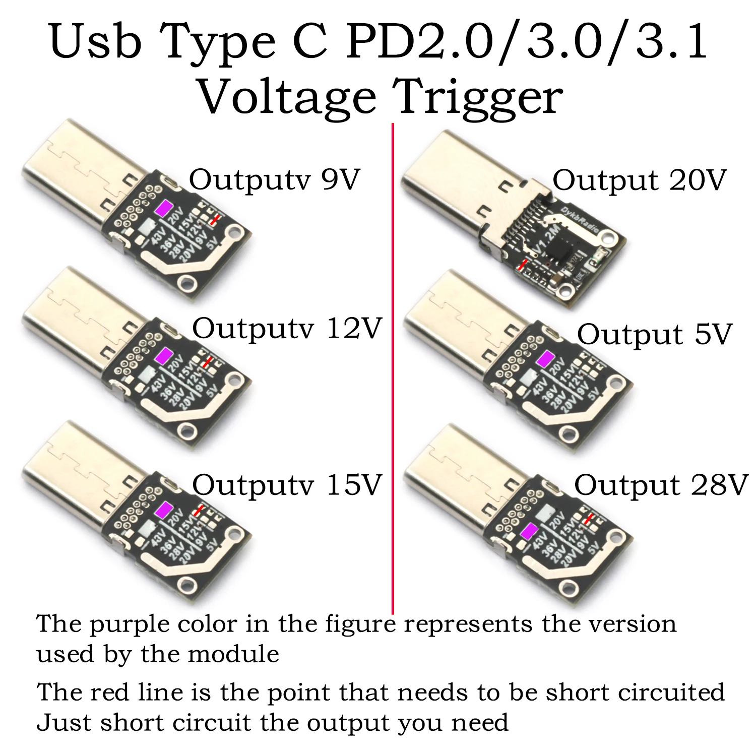 140W 5A USB TYPE-C QC PD Decoy Voltage Triggers PD TO DC 5V 9V 12V 15V ...