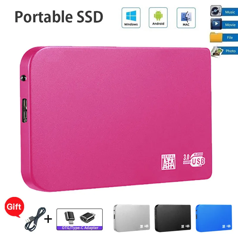 Alta Velocidade Portátil Externo Solid State Drives, Mini SSD, USB 3.0 ...