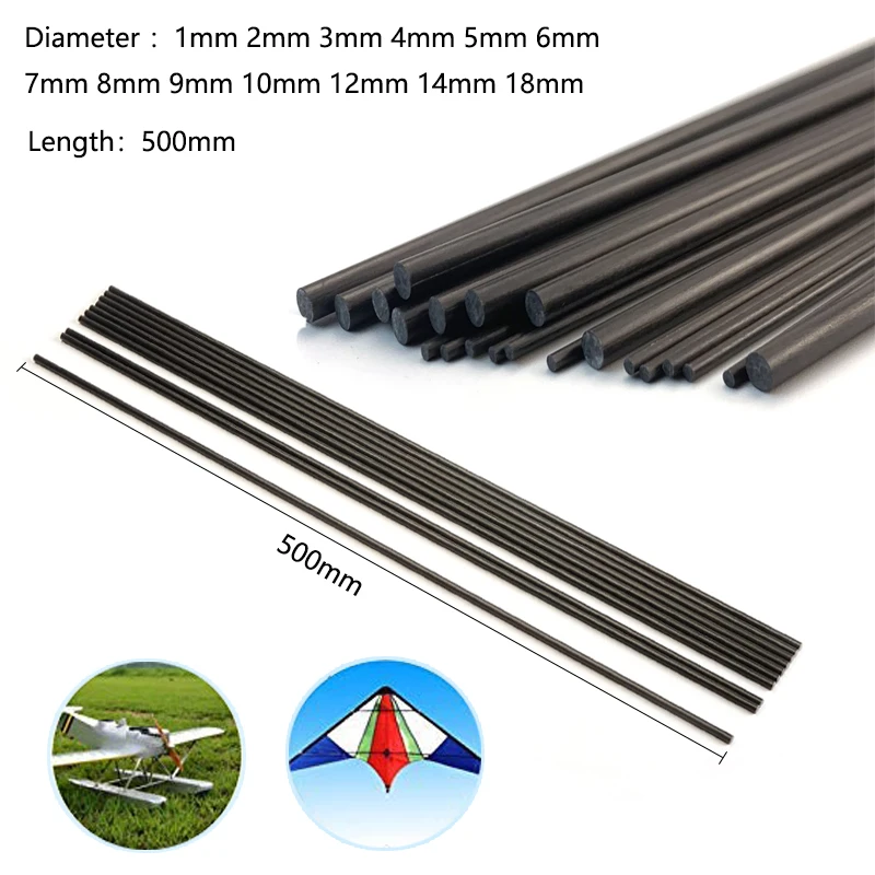 Solid Carbon Fiber Staaf 1Mm 2Mm 3Mm 4Mm 5Mm 6Mm 7Mm 8Mm 9Mm 18Mm ...