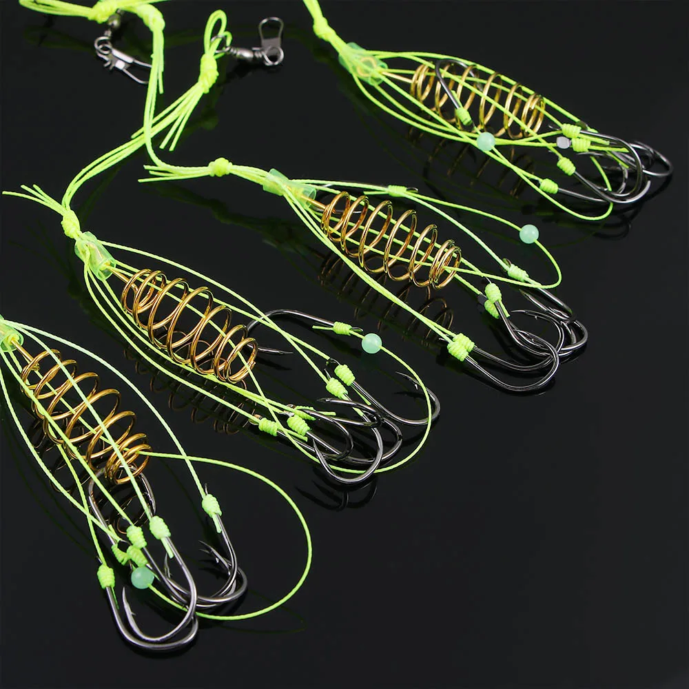 4PCS-box-Explosion-Fishing-Hook-Spring-Lure-Green-Line-Bomb-Hook-Anti ...