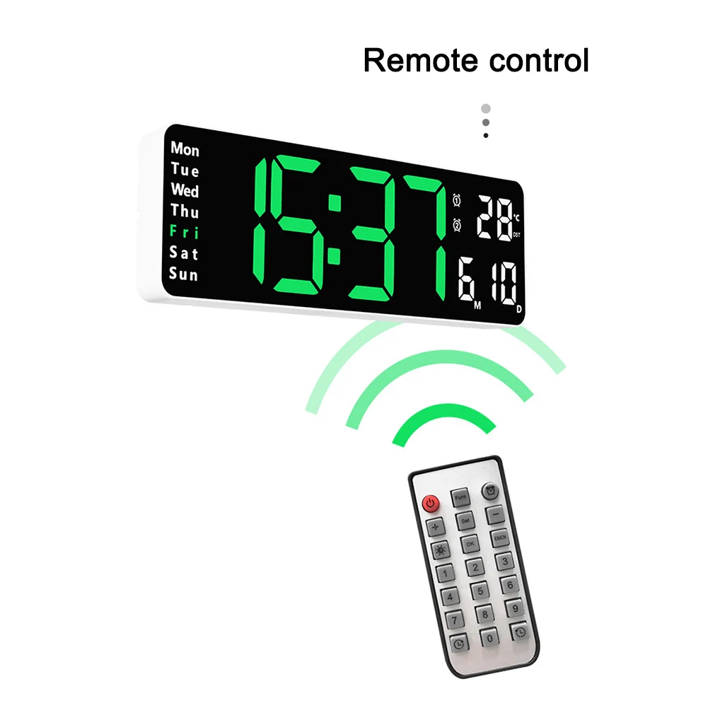13in-Digital-Clock-Remote-Control-Temp-Date-Week-Display-Clock ...