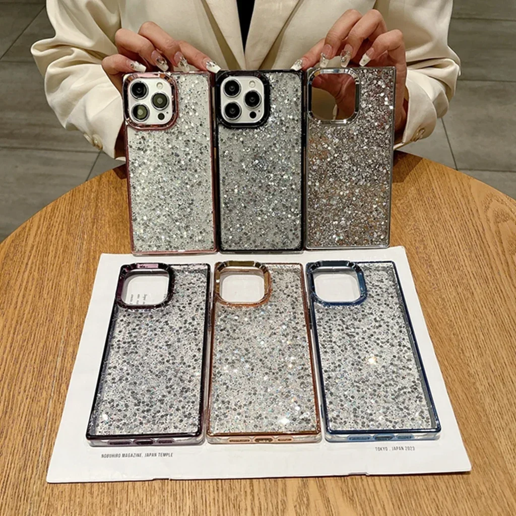 Stylish-Blingbling-Glitter-Sequin-Colorful-Border-Rectangle-Phone-Cover ...