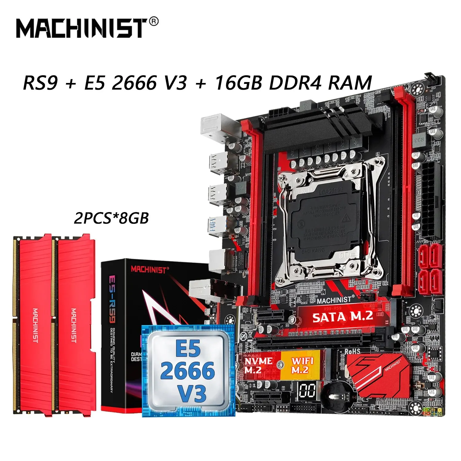 MACHINIST-E5-RS9-X99-Conjunto-de-Motherboard-Xeon-E5-2666-V3-LGA-2011-3 ...