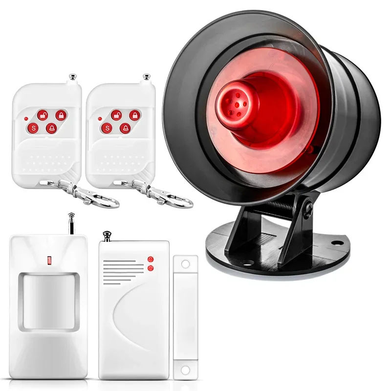 Security-Alarm-System-Curtain-Infrared-Smoke-Sensor-110dB-Wireless ...