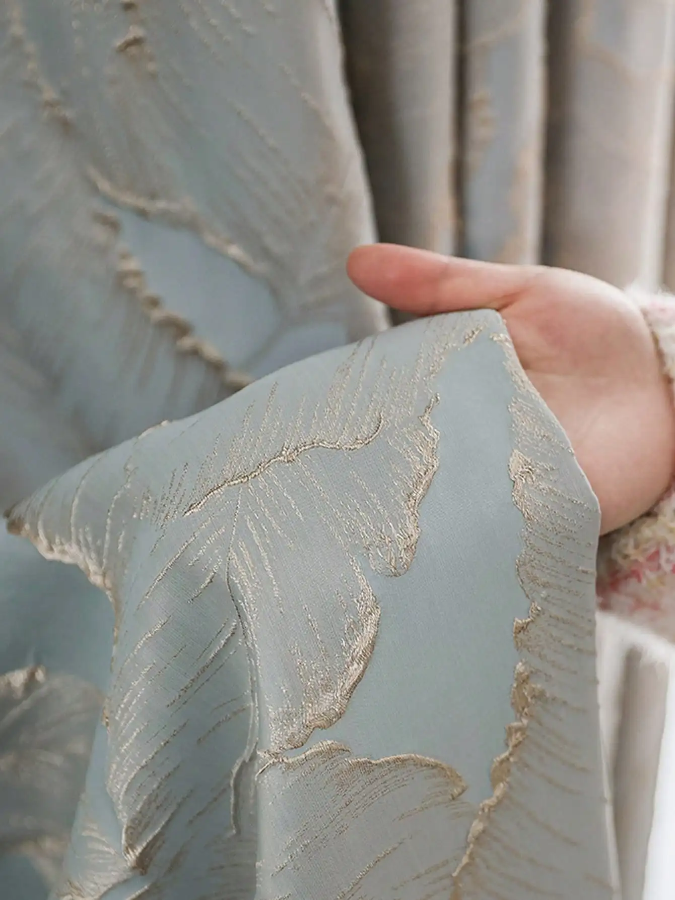 Rideau-de-salon-en-jacquard-gaufr-feuille-d-or-haute-pr-cision-nouveau ...