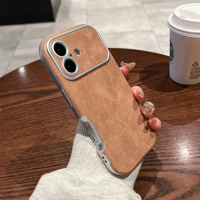 Luxury Matte Suede Leather Soft Phone Case For iPhone 16 15 14 13 12 11 ...