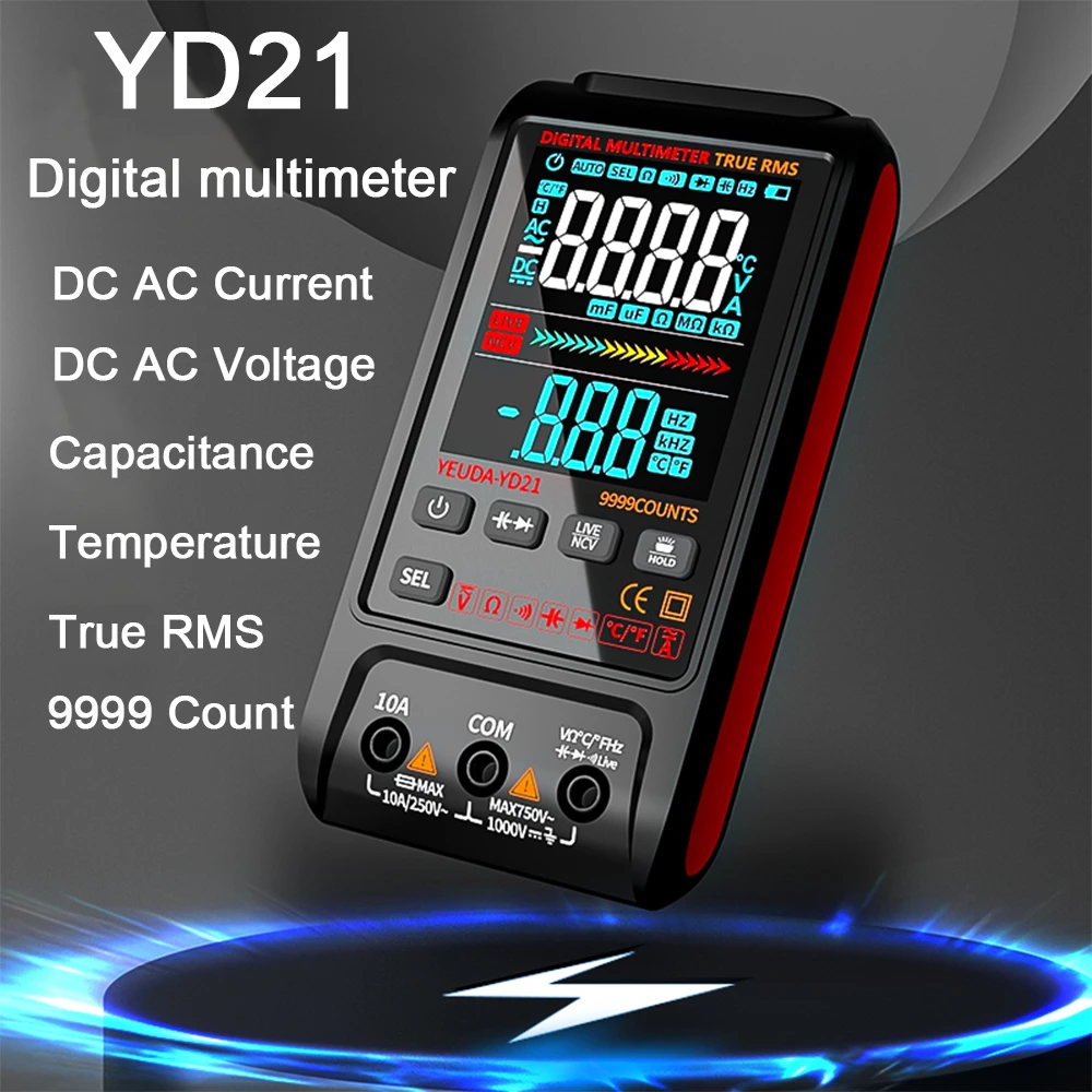 Yd21 9999 Count Multimetro Digital Profesional Dc Ac Current Voltage ...