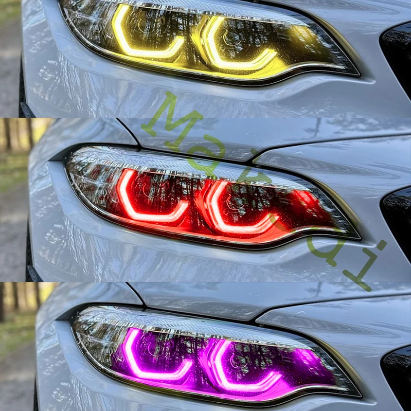 Lemon-Yellow-Angel-Eyes-For-BMW-M2-2-series-DRL-multicolor-LED-F22-F23 ...
