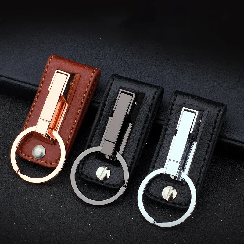 Men Leather Stainless Steel Detachable Keychain Waist Belt Anti-Lost ...