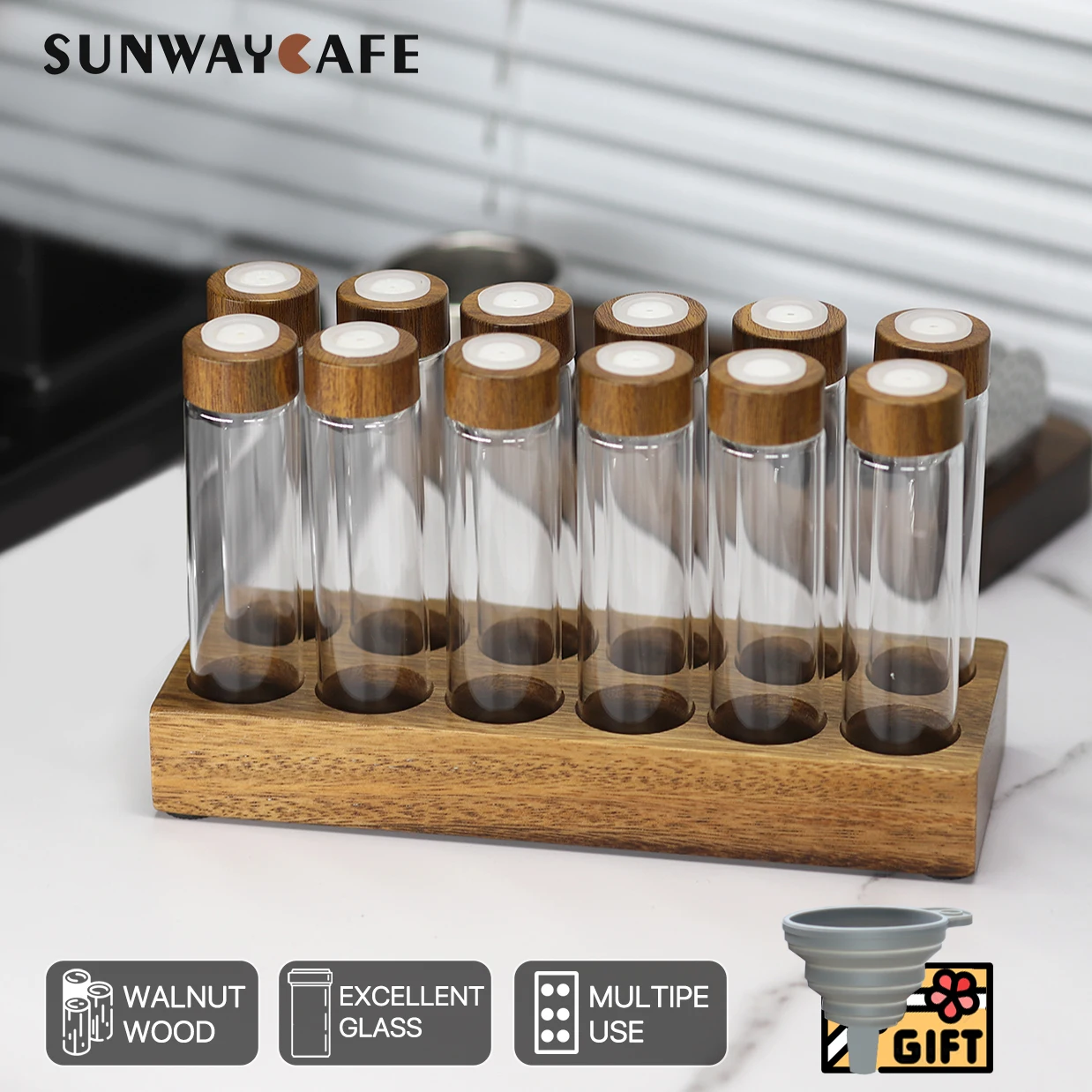 Coffee-Beans-Storage-Container-Display-Rack-Walnut-Tea-Tube-Bottle ...