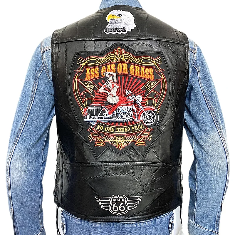 Four-Seasons-Leather-Motorcycle-Vest-Jacket-Fashion-Embroidered-Moto ...