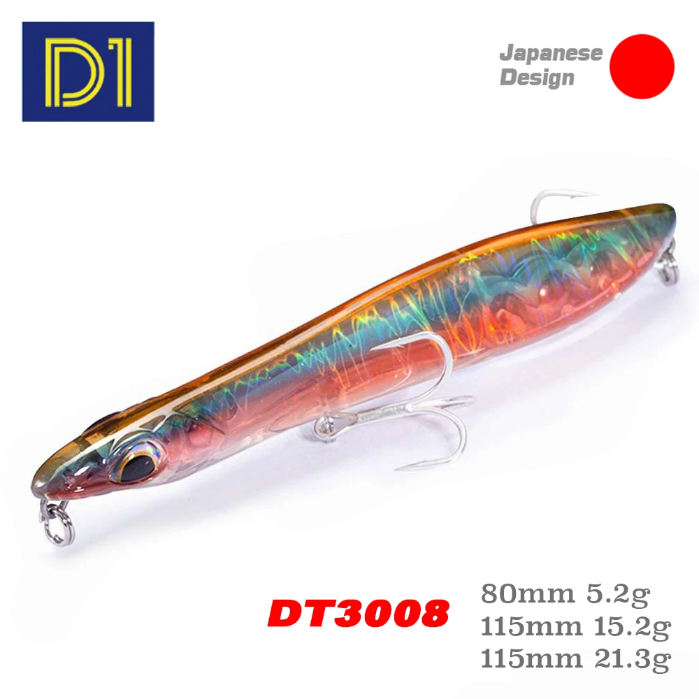 D1 Pencil Popper Fishing Lures 80mm 115mm AutoWalker Decoy Floating ...