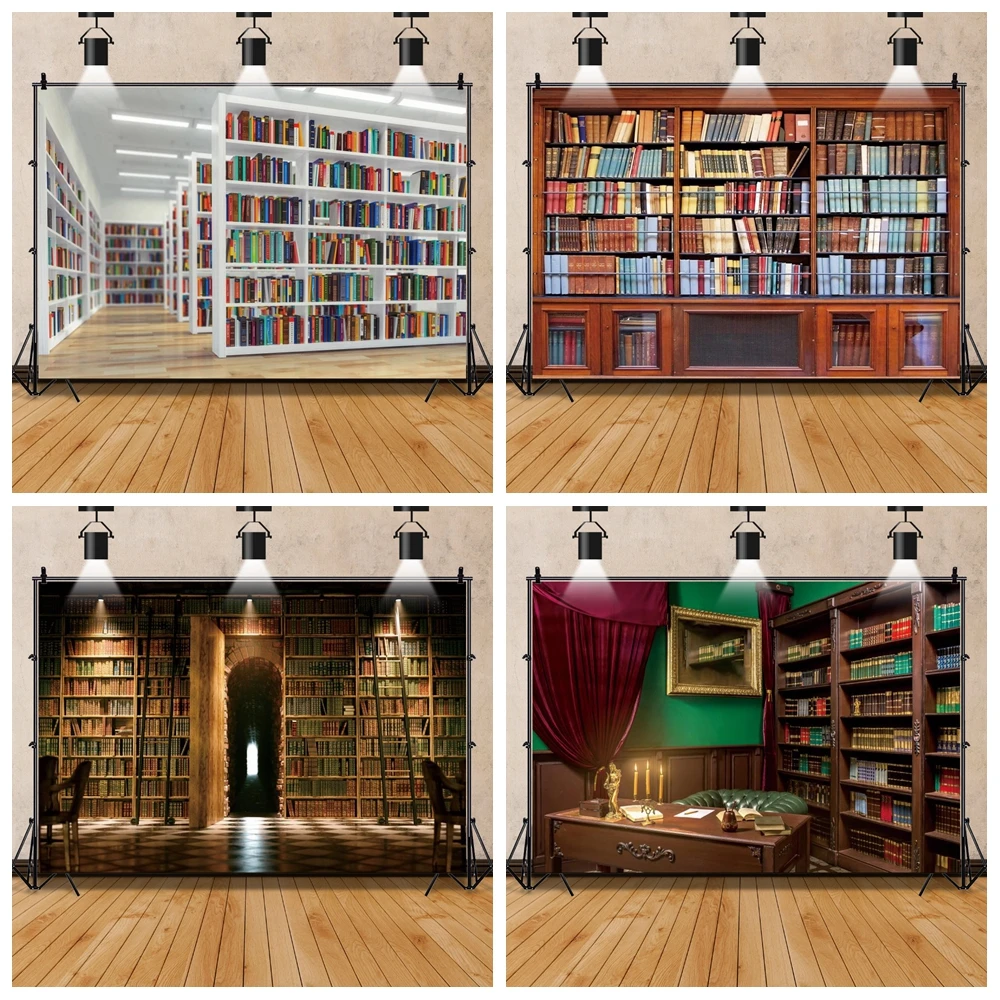 Laeacco-Bookshelf-Library-Books-Corridor-Room-Interior-Photophone-Photo ...