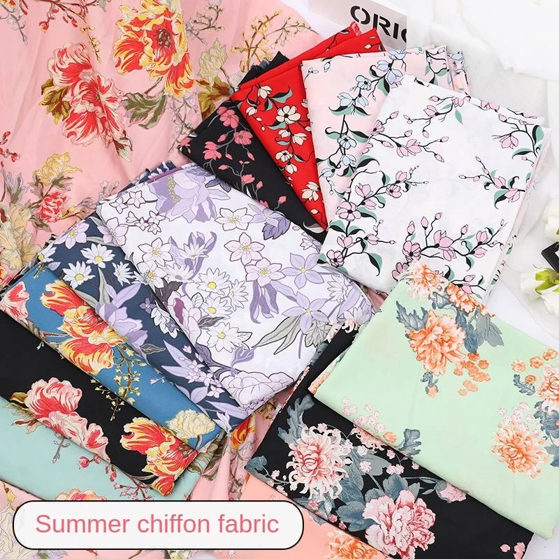 Opaque-Printed-Floral-Chiffon-Fabric-By-Meters-for-Clothes-Dresses ...