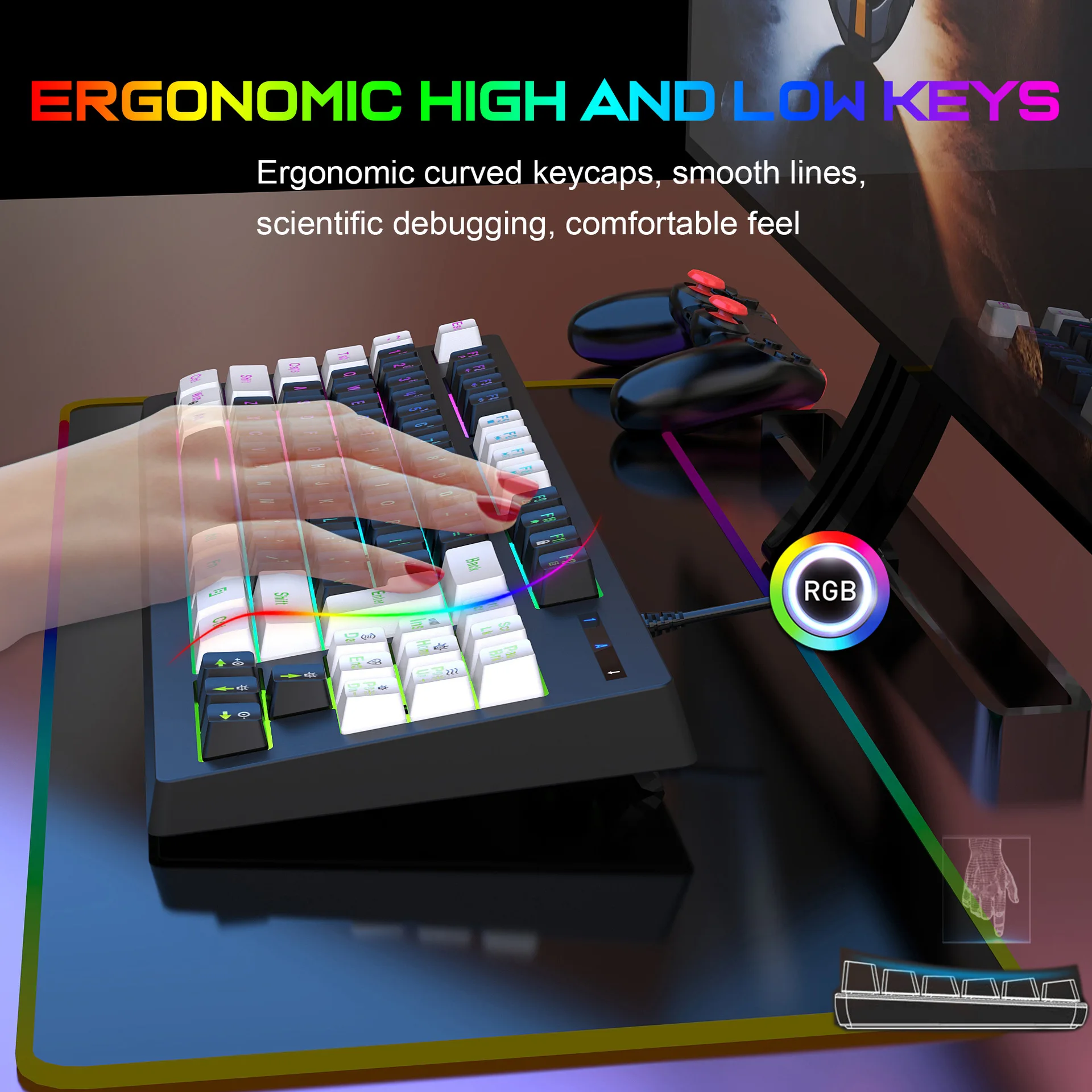 2024-87-Key-G69-USB-Wired-Gaming-Keyboard-Mechanical-Feel-RGB-Light-Backlit-Keyboards-Computer ...