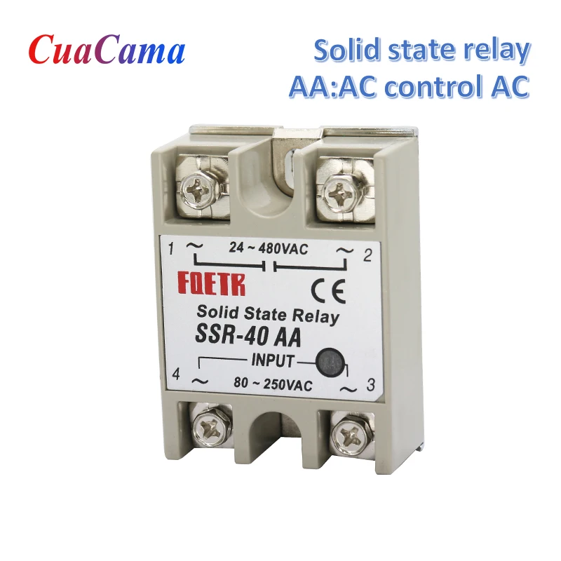 1PCS SSR-10AA SSR-25AA SSR-40AA SSR-60AA SSR-80AA SSR-100AA Solid State Relay Single Phase Small ...