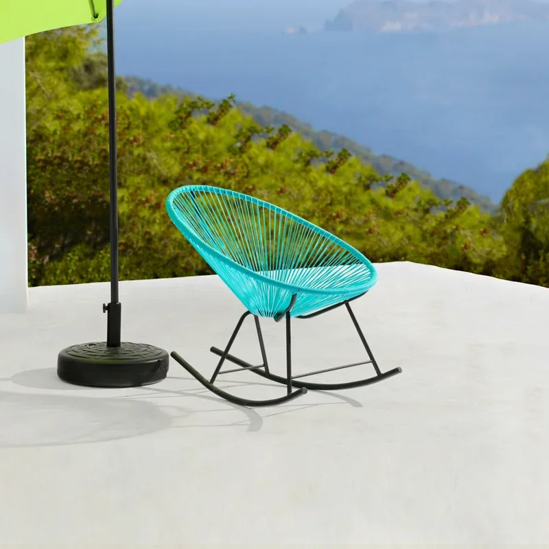 Youlan-outdoor-blue-wrought-iron-rattan-rocking-chair-lazy-Nordic ...