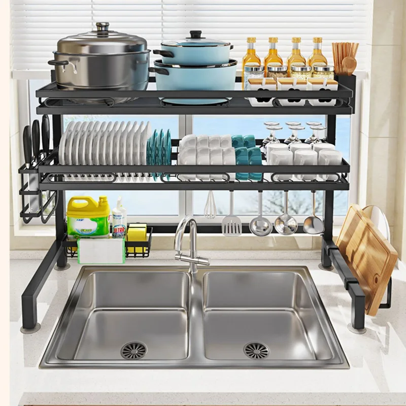 Kitchen-Storage-Shelf-Above-The-Sink-Bowl-Draining-Rack-Multifunctional ...