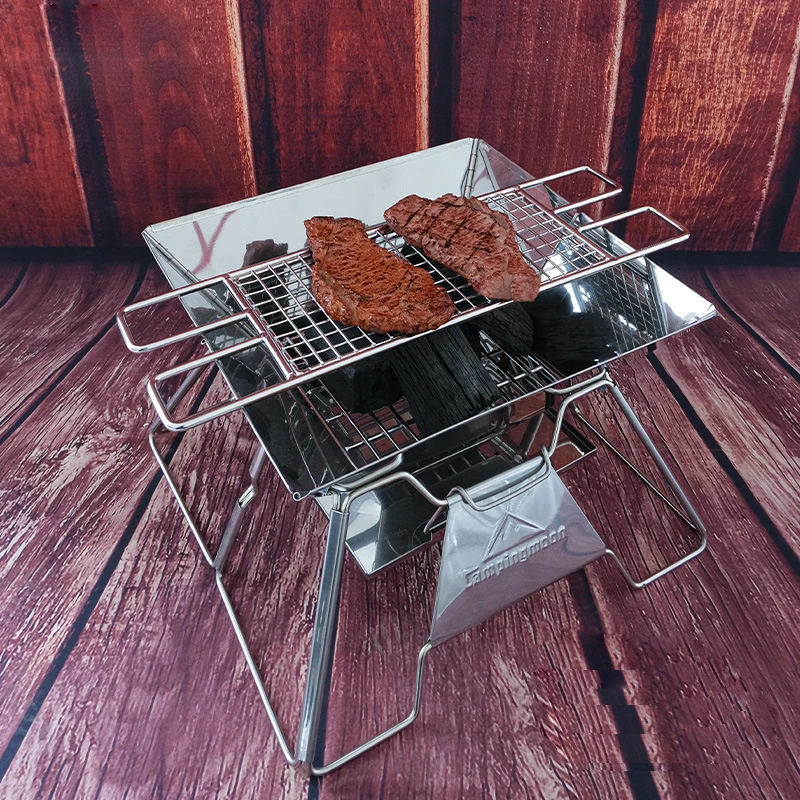 Folding-Bbq-Grill-Outdoor-Stainless-Steel-Geometric-Bracket-Barbecue ...
