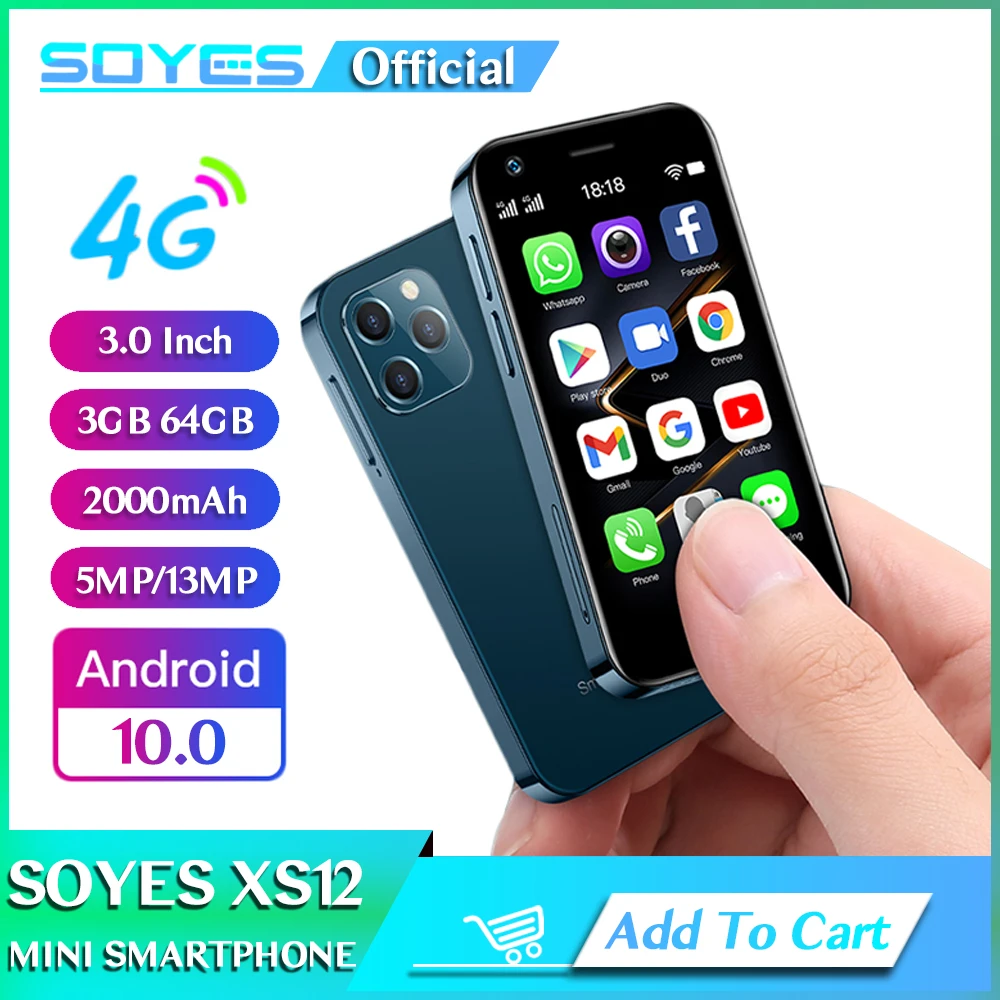 تحديث جديد SOYES XS12 هاتف ذكي صغير 3GB RAM 64GB ROM 3.0 ''أندرويد 10.0 ثماني النواة 13MP كاميرا ...