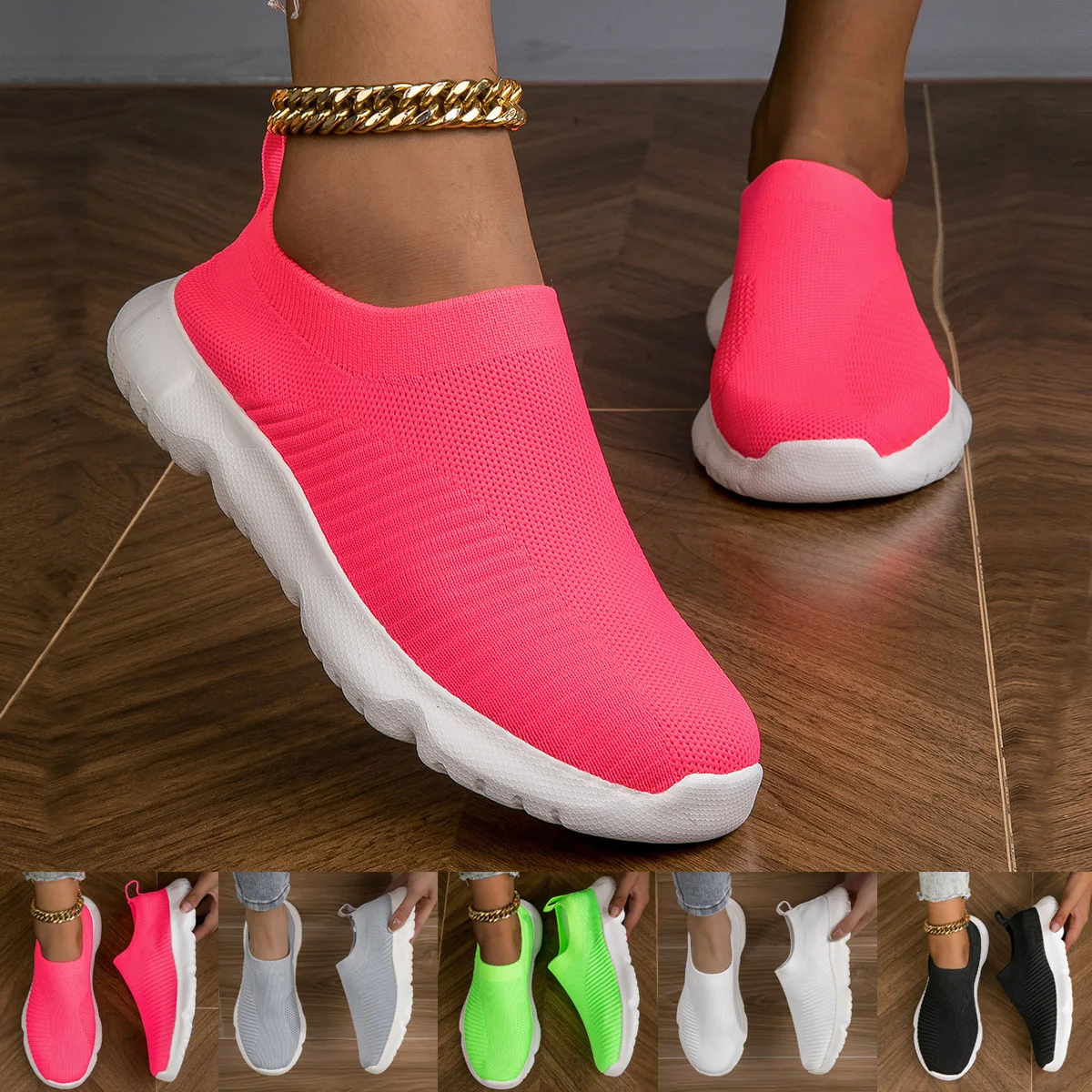 Women-s-Breathable-Knit-Sneakers-Casual-Slip-On-Outdoor-Shoes ...