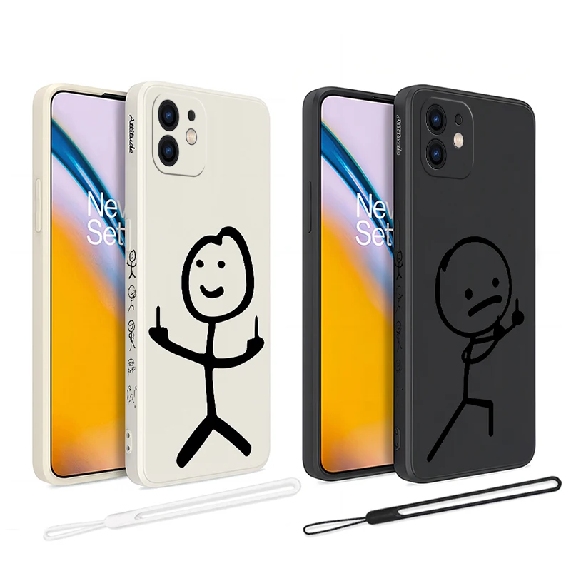 Funny Cartoon Stickman Phone Case For Iphone 14 13 12 11 Pro Max Mini X ...