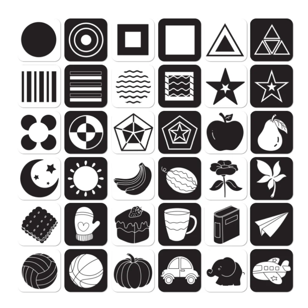 Baby Montessori Visual Stimulation Card Toy Black White Flash Cards ...