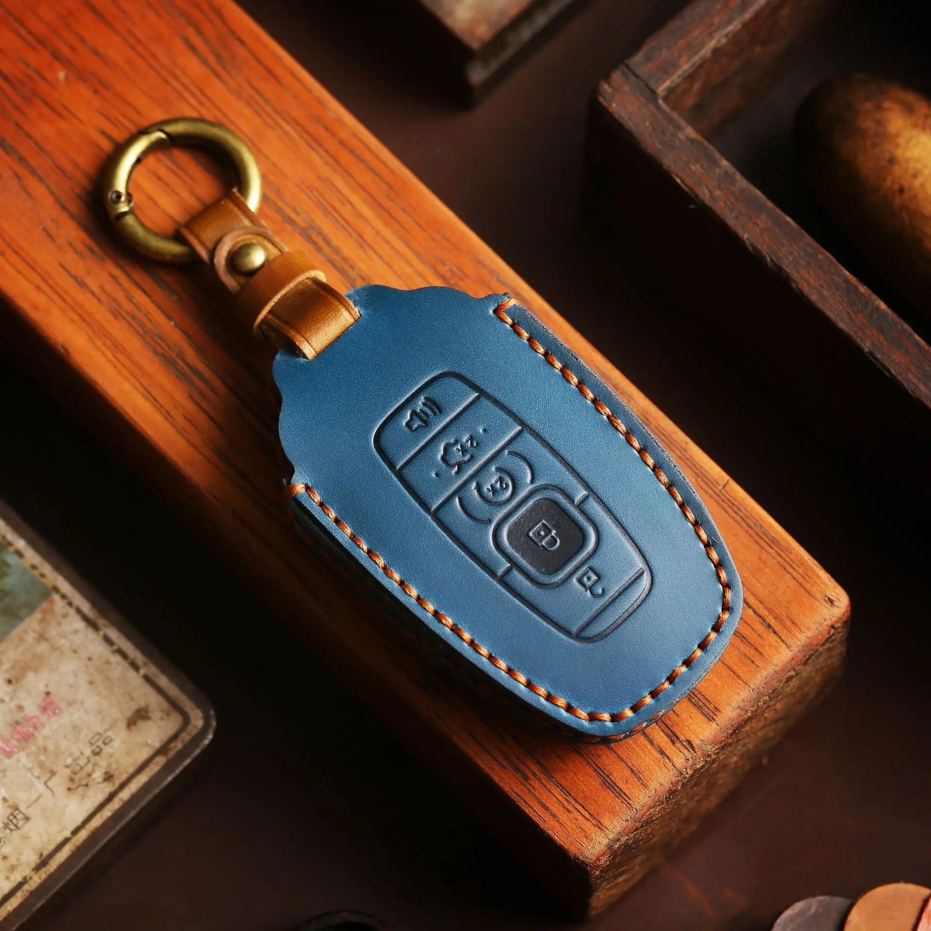 1-Pcs-Genuine-Leather-Car-Key-Case-Cover-Shell-Keychain-For-Lincoln ...