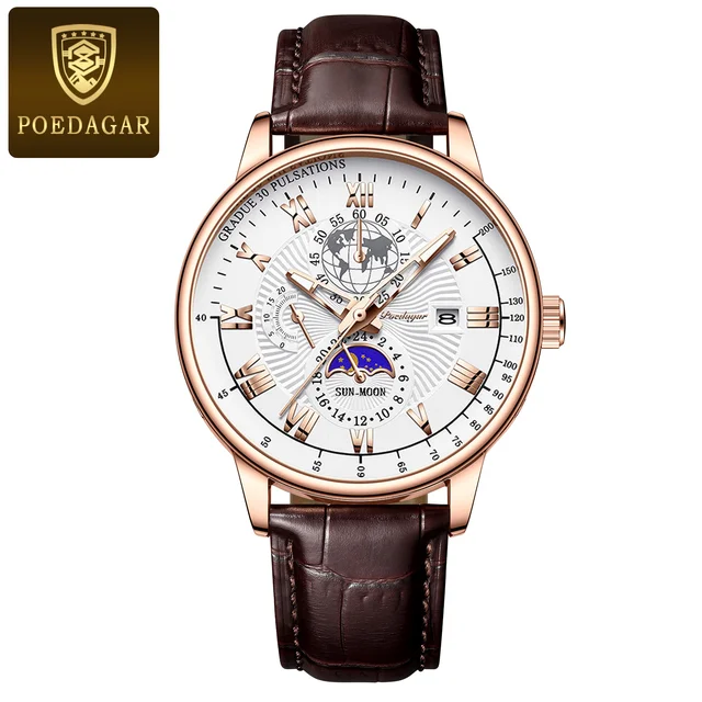 POEDAGAR Luxury Wristwatch For Men Waterproof Luminous Chronograph Date ...