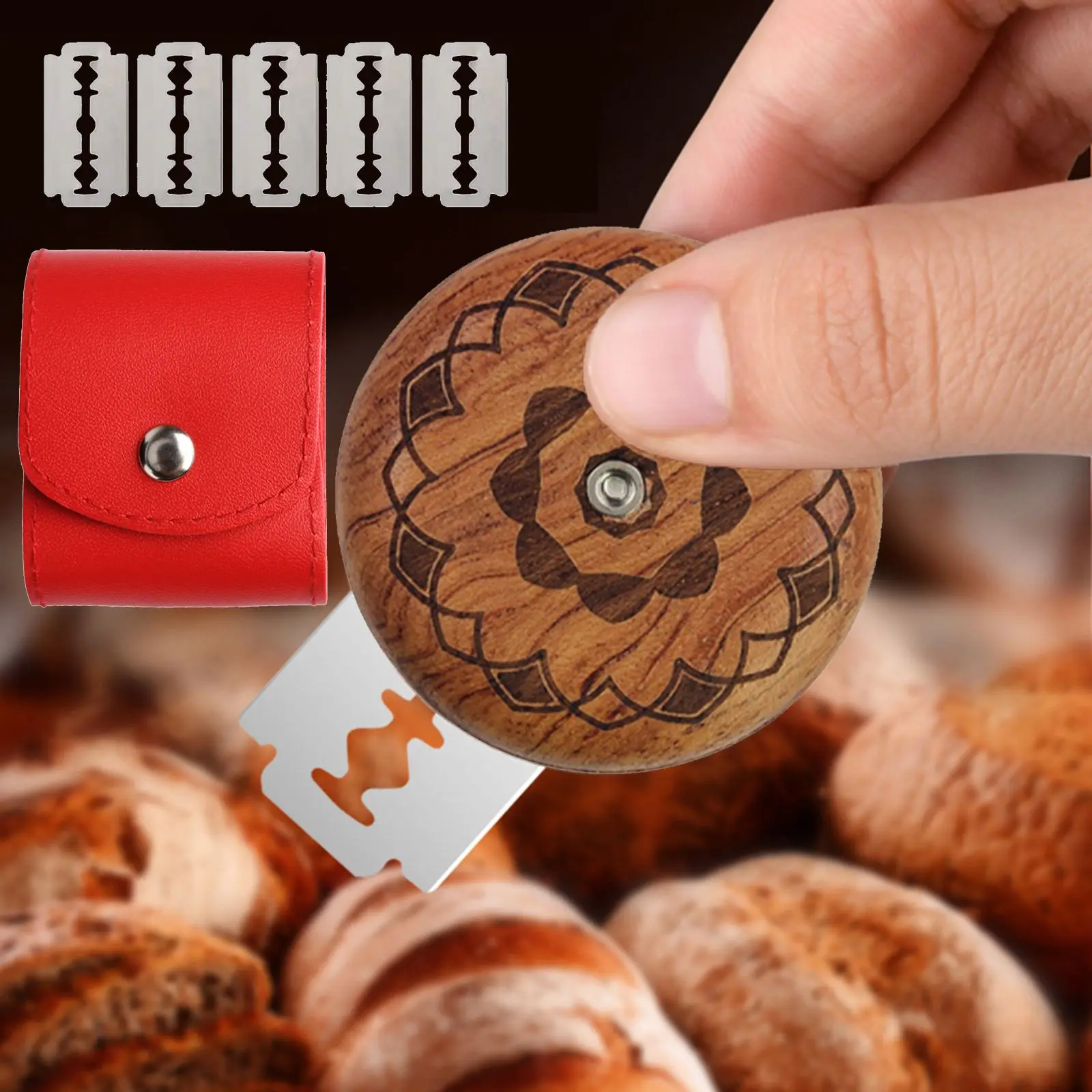 French-Bread-Scorer-UFO-Bread-Lame-Cutter-with-Leather-Bag-5-Blades ...
