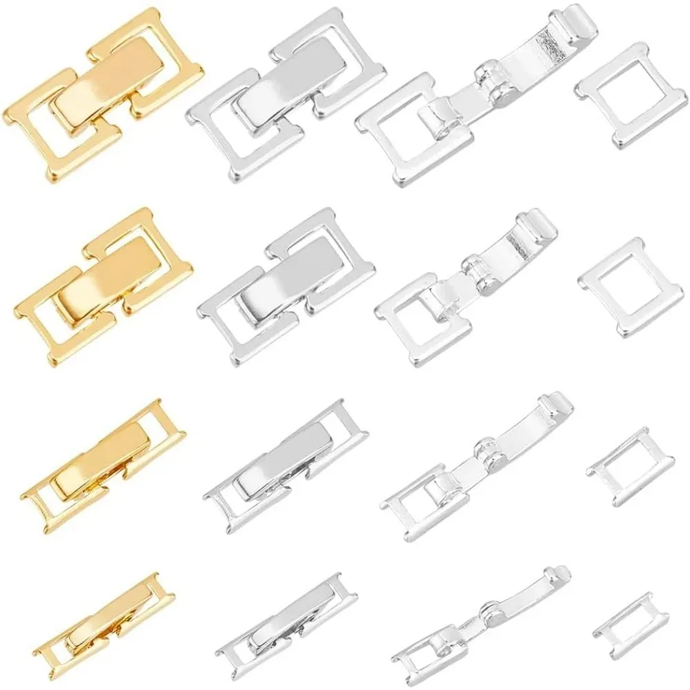 16PCS 8Styles Brass Fold Over Clasps Bracelet Necklace Jewelry Extender ...