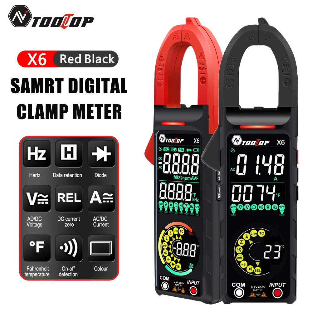TOOLTOP-X6-Smart-Digital-Clamp-Meter-AC-DC-Current-Measure-6000-Counts ...