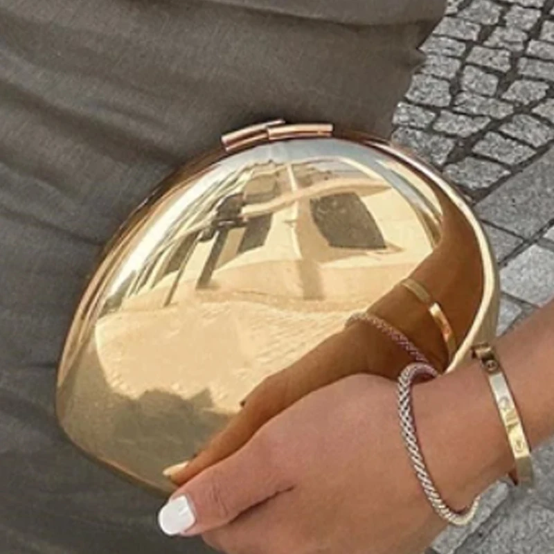 Metal-shell-shape-clutch-bag-silver-gold-color-women-evening-party-cute ...