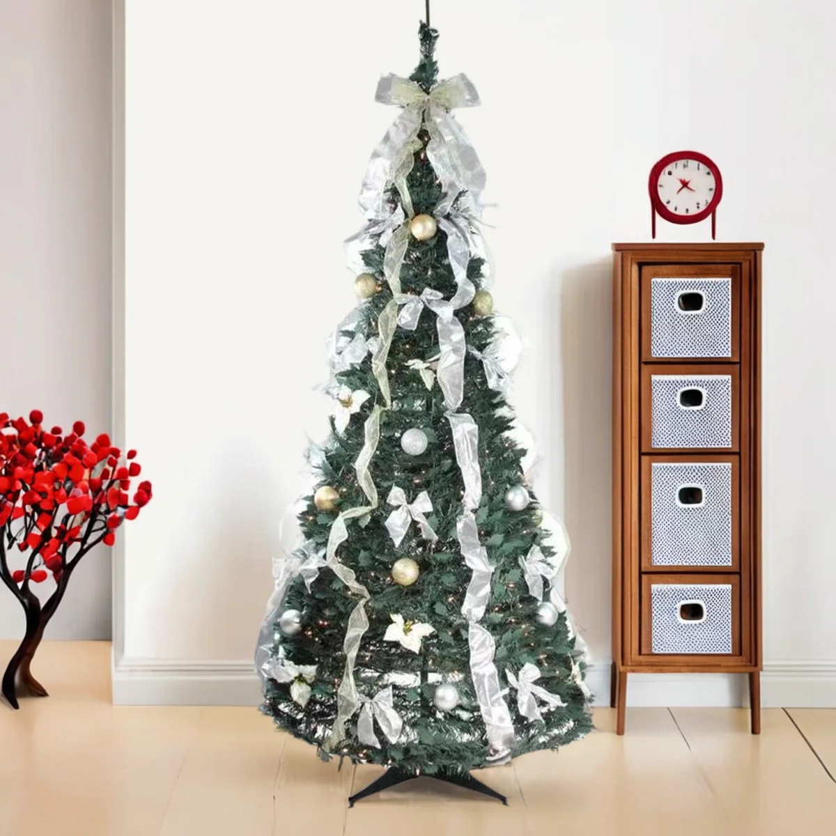Folding-Christmas-Tree-Easy-Installation-Pull-Up-Decorations-Warm ...