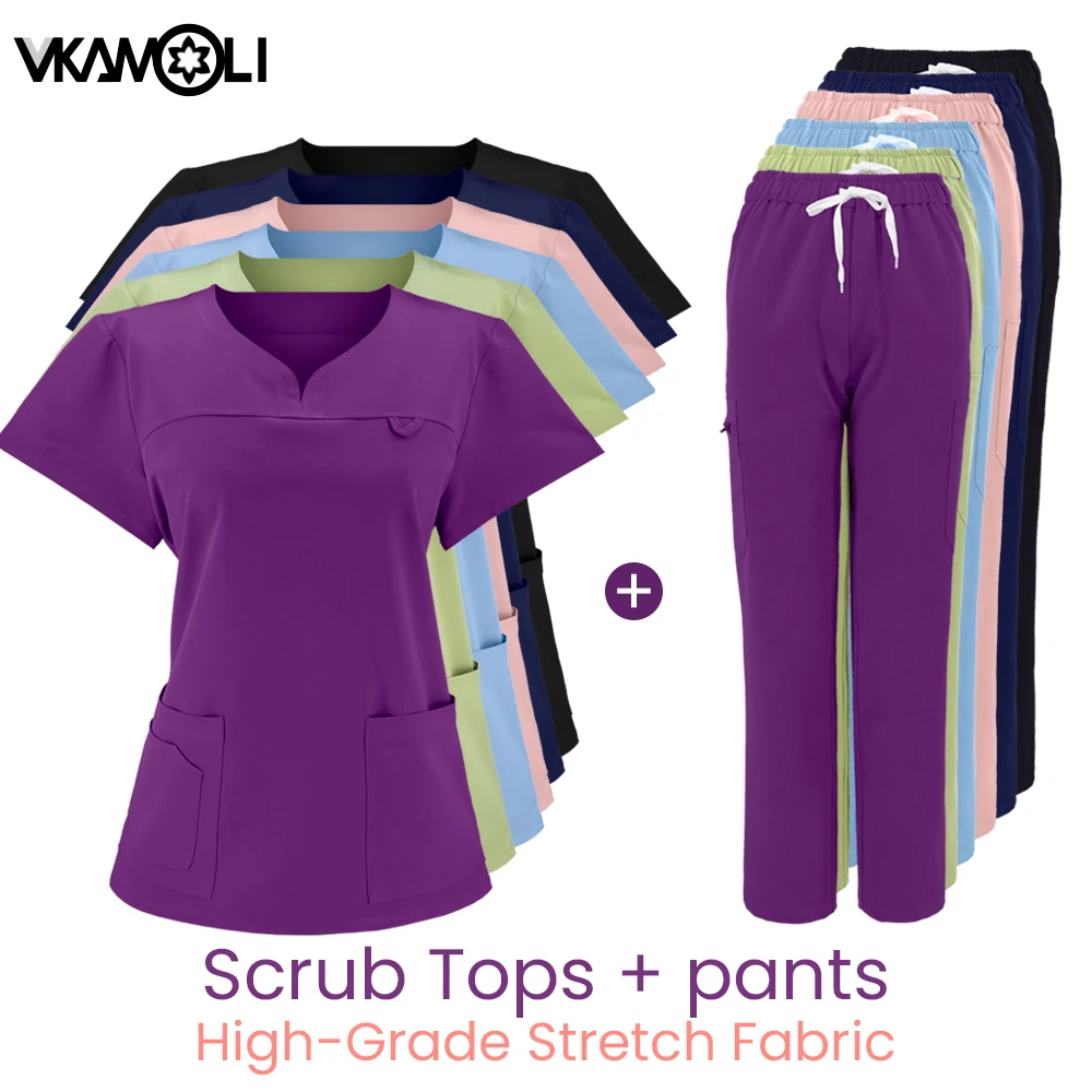 NEW-Slim-fitting-elasticity-scrubs-sets-Operating-Room-Medical-Uniform ...