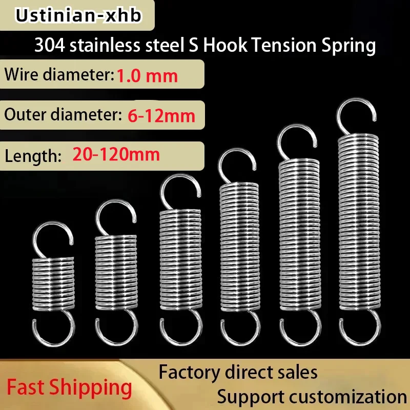 304-Stainless-Steel-S-hook-Spiral-Coil-Tension-Spring-Wire-Diameter-1 ...