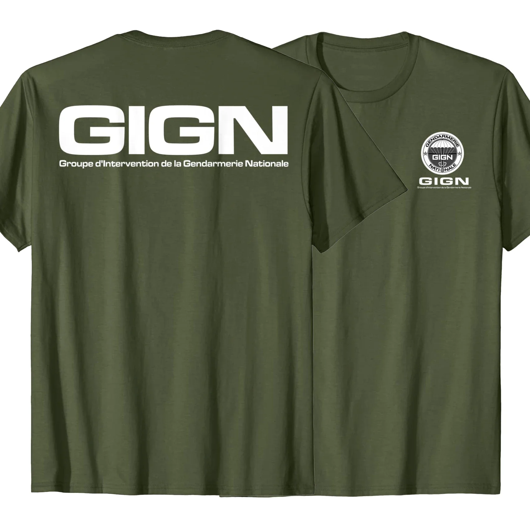 French Gendarmerie GIGN T-Shirt Premium Cotton Short Sleeve O-Neck Mens ...