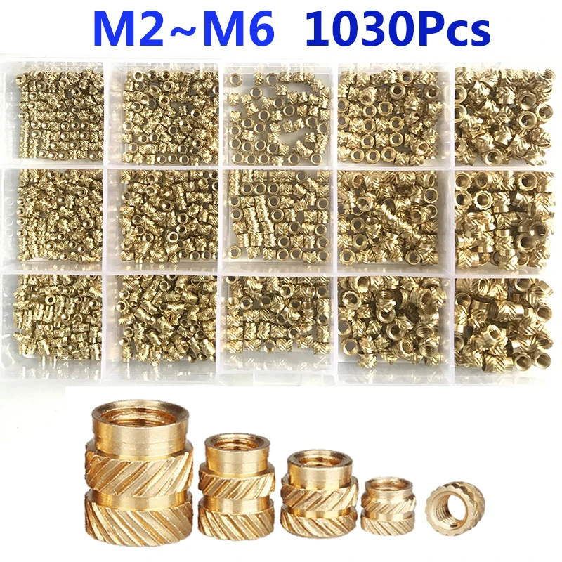 M2 M2.5 M3 M4 M5 M6 Brass Heat Set Insert Nut Hot Melt Nutinsert Thread Knurled Double Twill ...