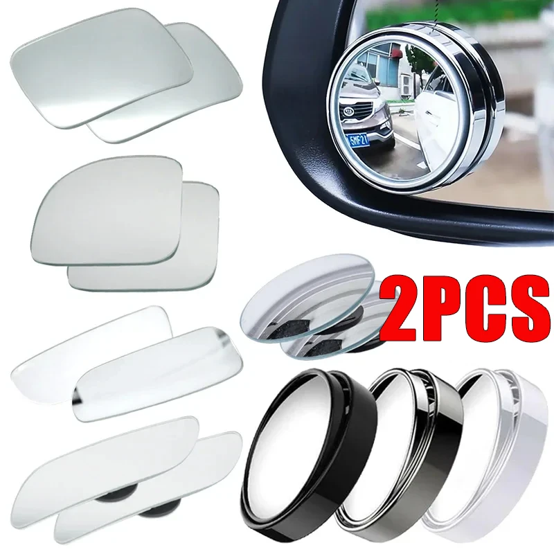 2Pcs Car Convex Blind Spot Mirror Wide Angle 360 Degree Adjustable ...