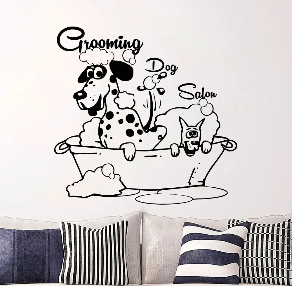Animal Grooming Salon Vinyl Sticker, Pet Dog Grooming Decorative Wall ...