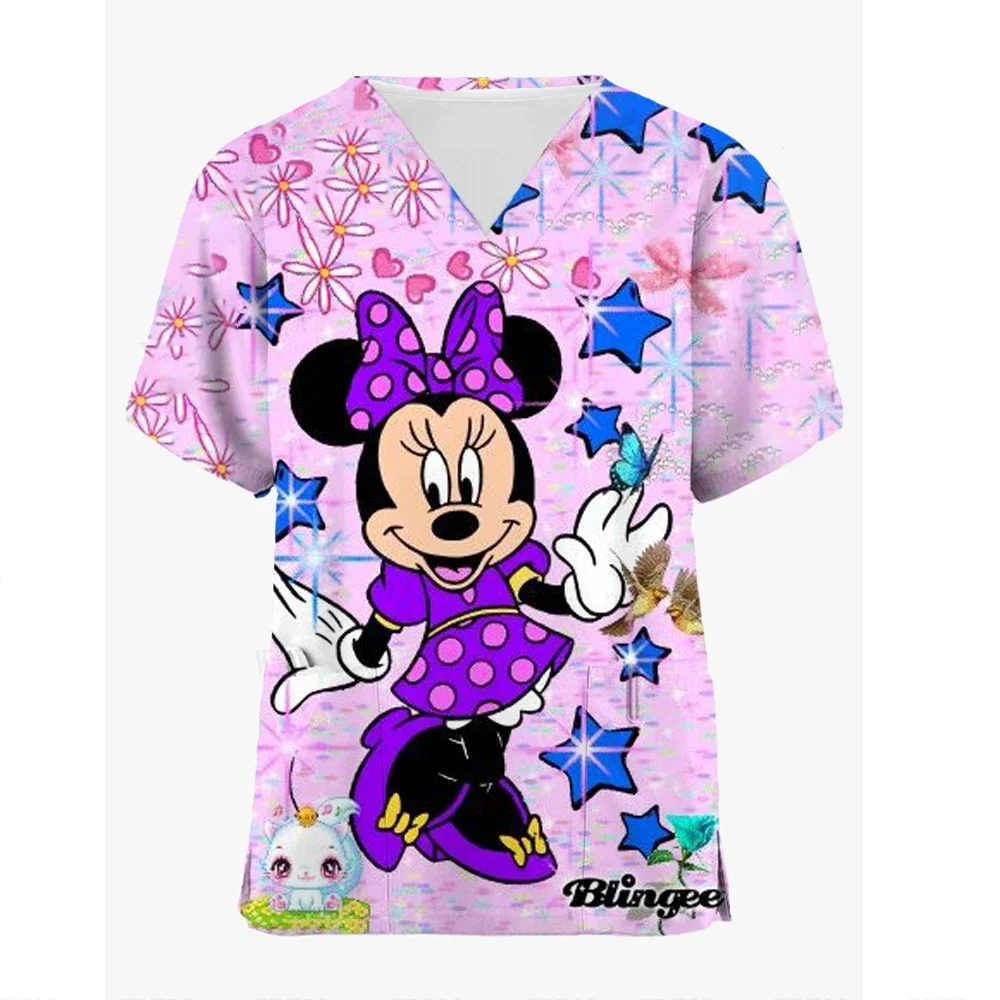 Disney-Mickey-Mouse-Nurse-Uniform-Women-Minnie-Print-Medical-Scrubs ...