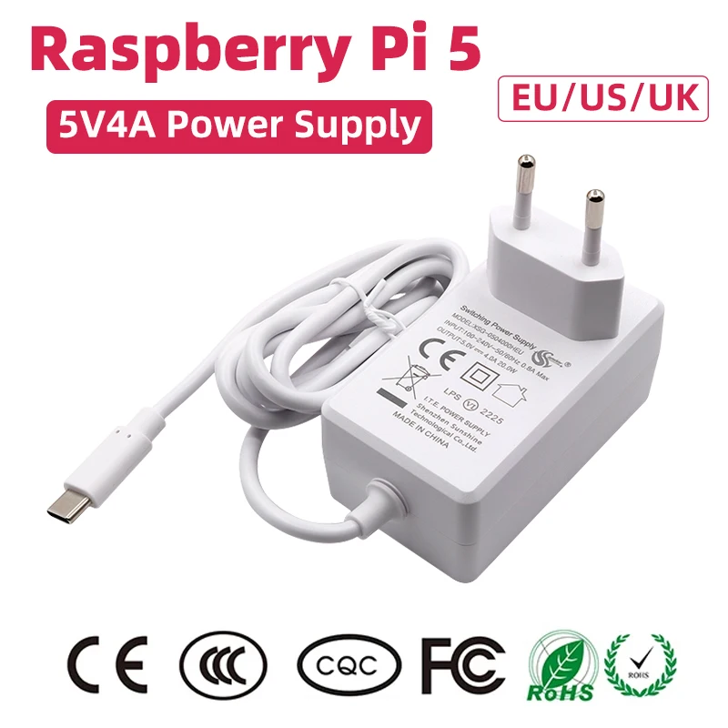 New-Raspberry-Pi-5-Power-Supply-DC-5V-4A-Power-Adapter-Type-C-Port-EU ...