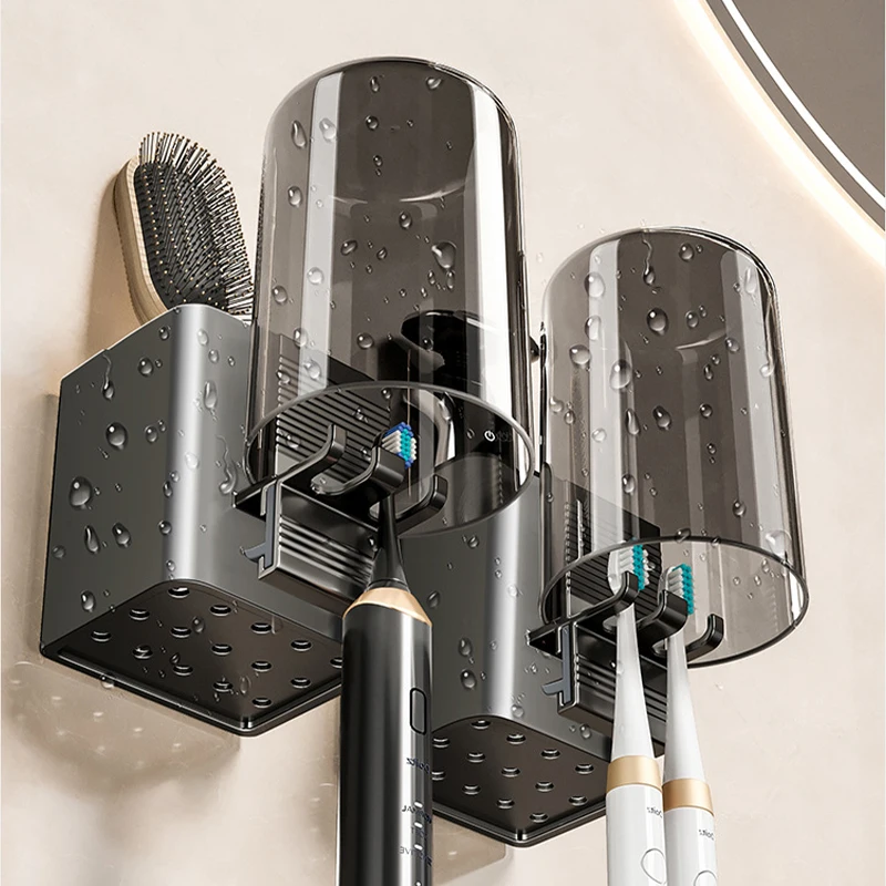 Wall-Mounted-Toothbrush-Holder-for-Bathroom-Toothpaste-Hanger-Brush ...