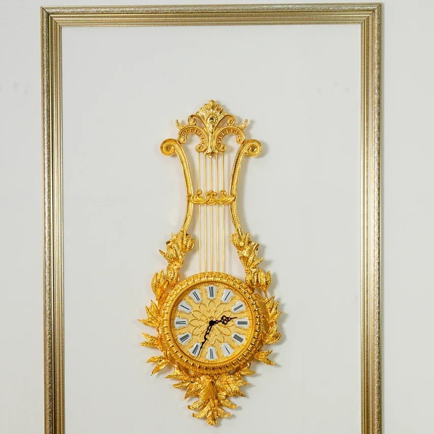 European-Gold-Plated-Copper-Crystal-Wall-Clock-Home-Stereo-Wall-Clock ...