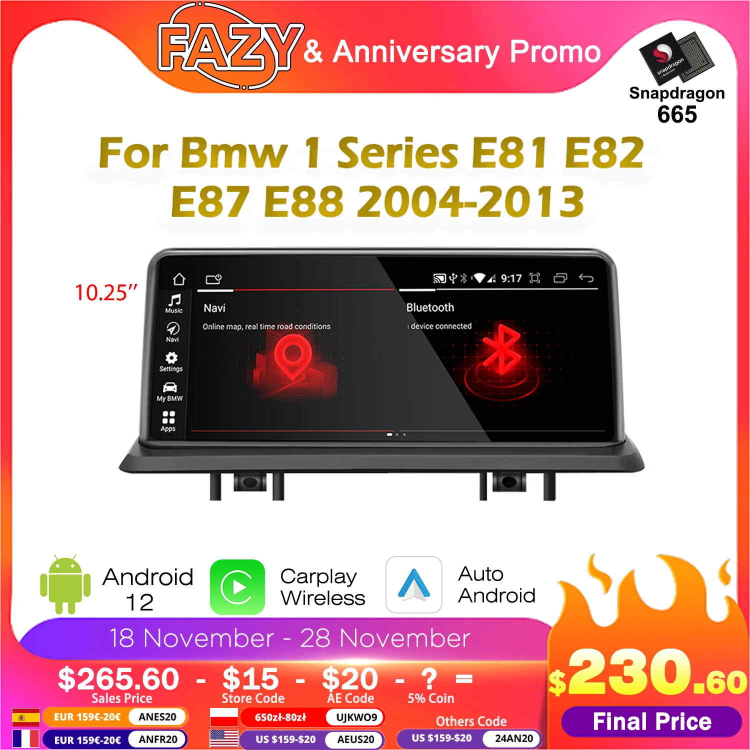 Android-12-Wireless-CarPlay-For-BMW-1-Series-E81-E82-E87-E88-2004-2013 ...